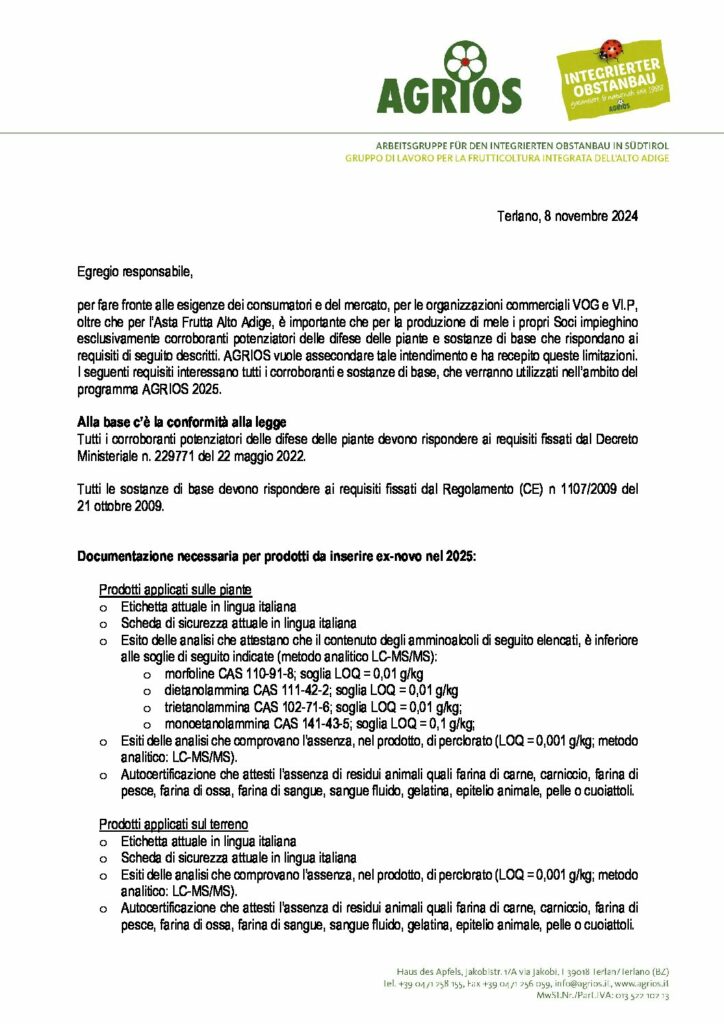 Requisiti corroboranti e sostanze di base AGRIOS 2025 - Agrios